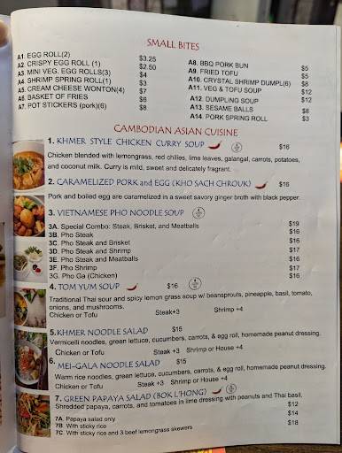 Menu at Phnom Penh Restaurant, Sioux Falls