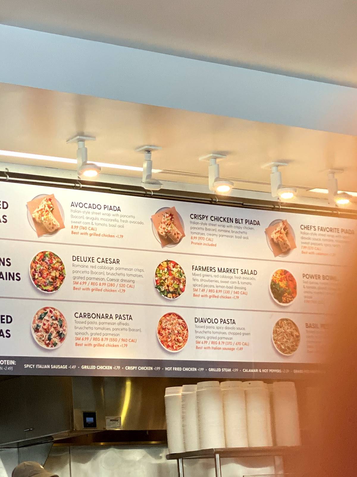 Menu at Piada Italian Street Food restaurant, Frisco