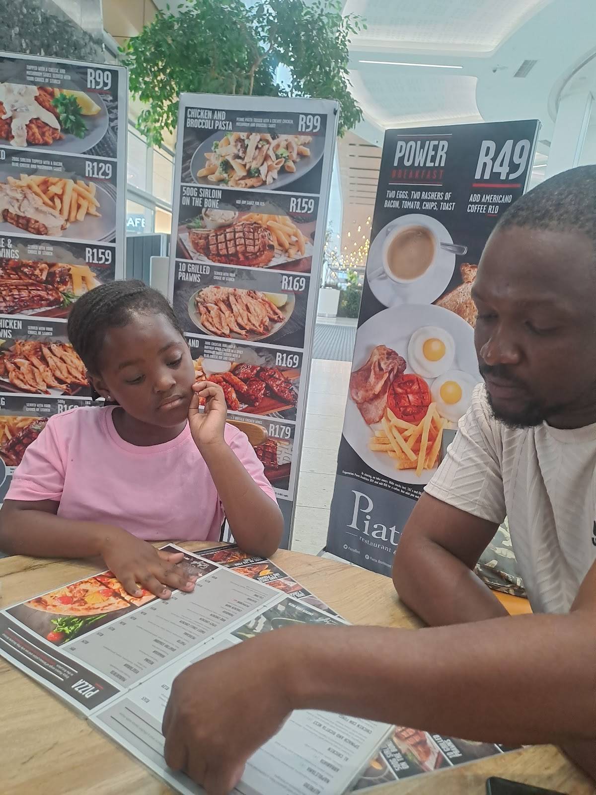 Menu at Piatto Mall Of the South restaurant, Johannesburg South