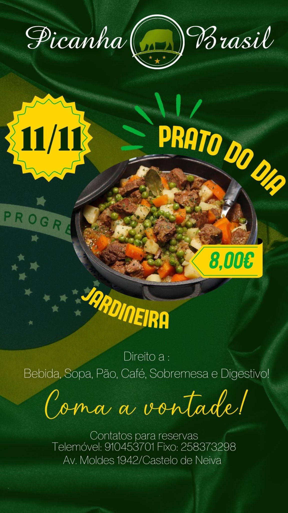 Menu em Picanha Brasil Oficial restaurante, Castelo do Neiva