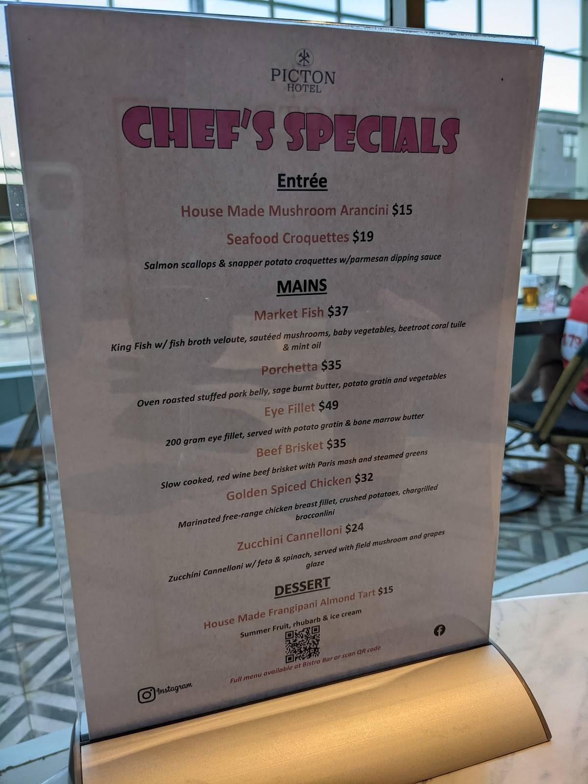 Menu at Picton Hotel pub & bar, Picton