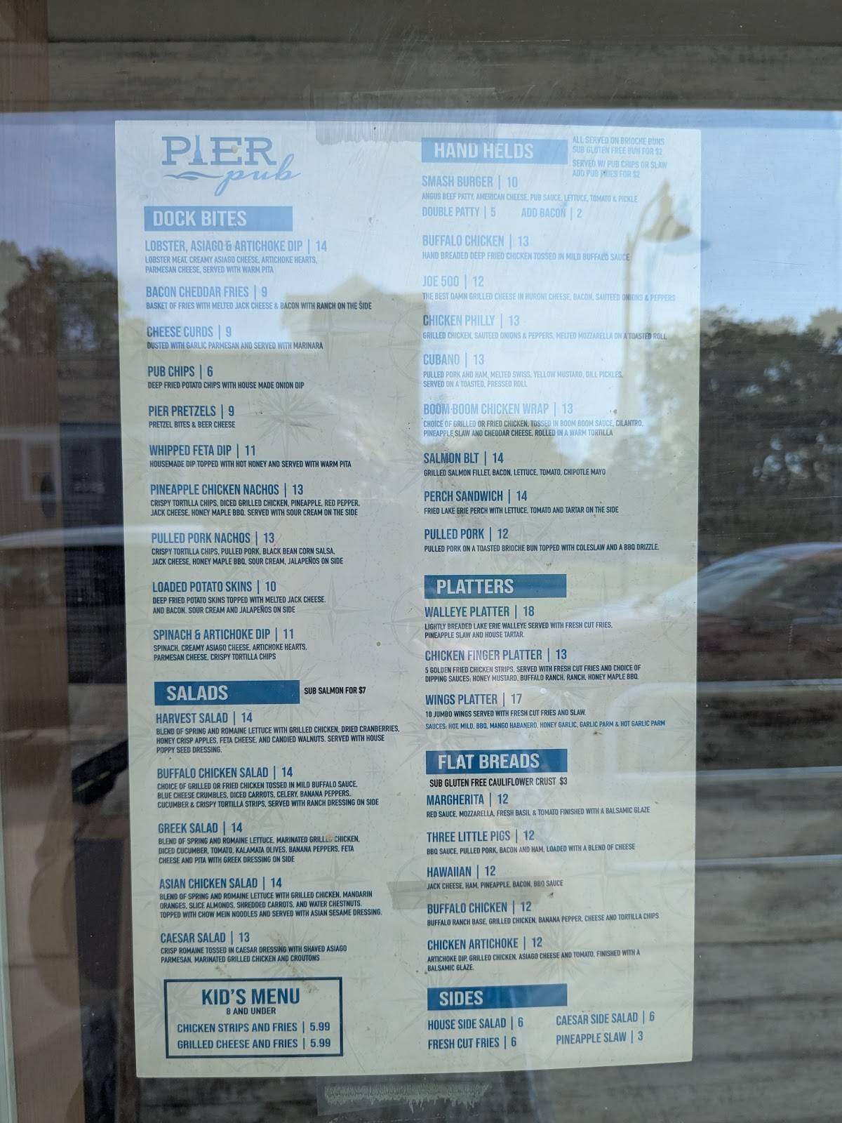 Menu at Pier Pub - Huron, Huron