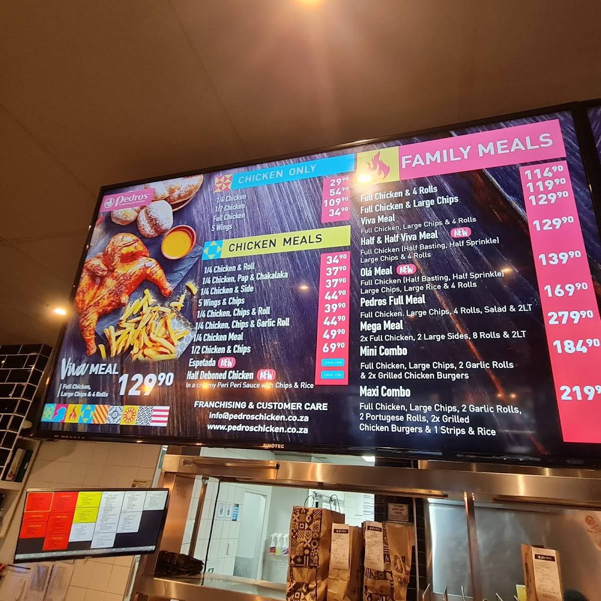 Menu at Pedros Raisethorpe restaurant, Pietermaritzburg