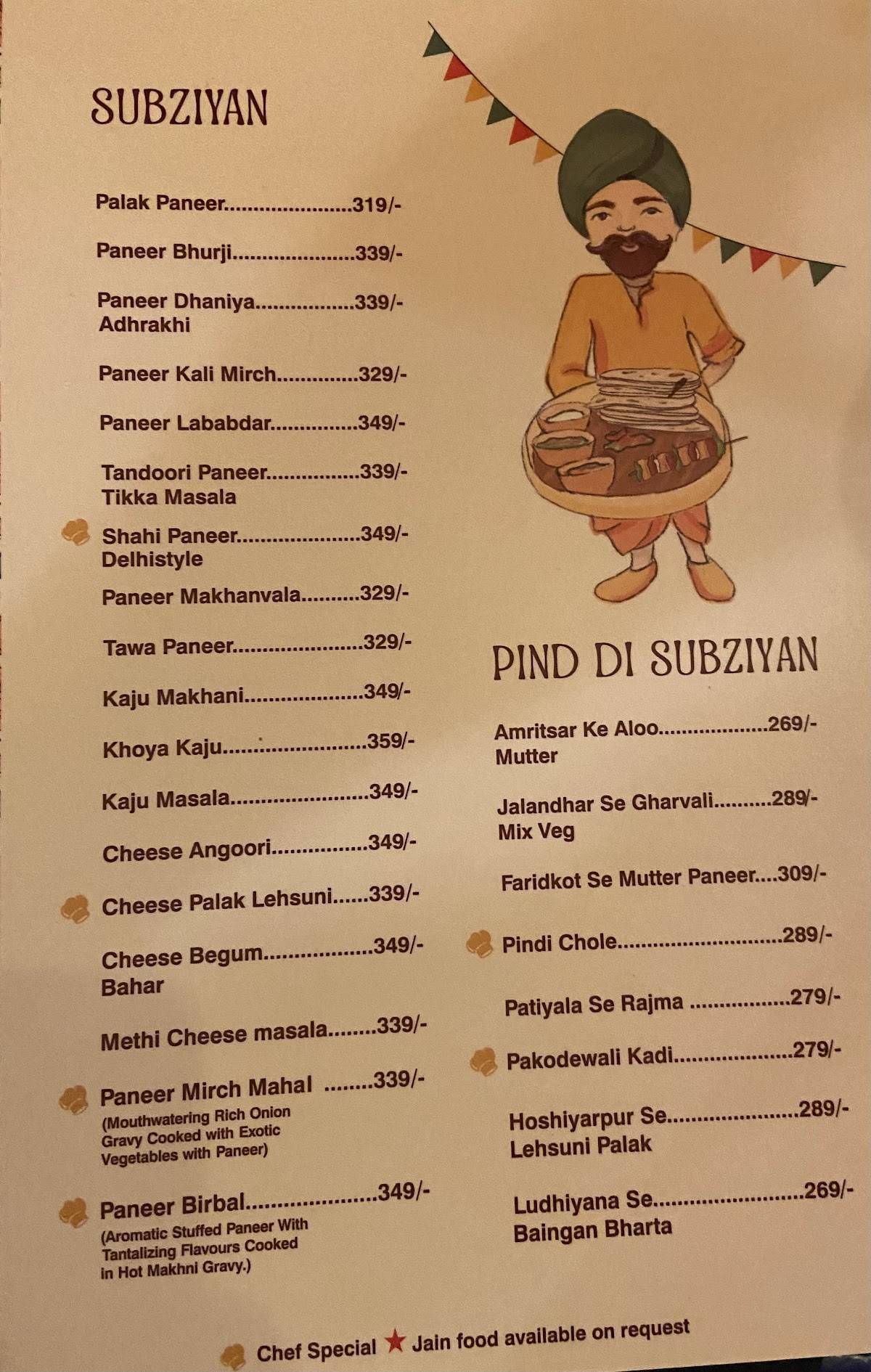 Menu at Pind Di Gali, Vadodara