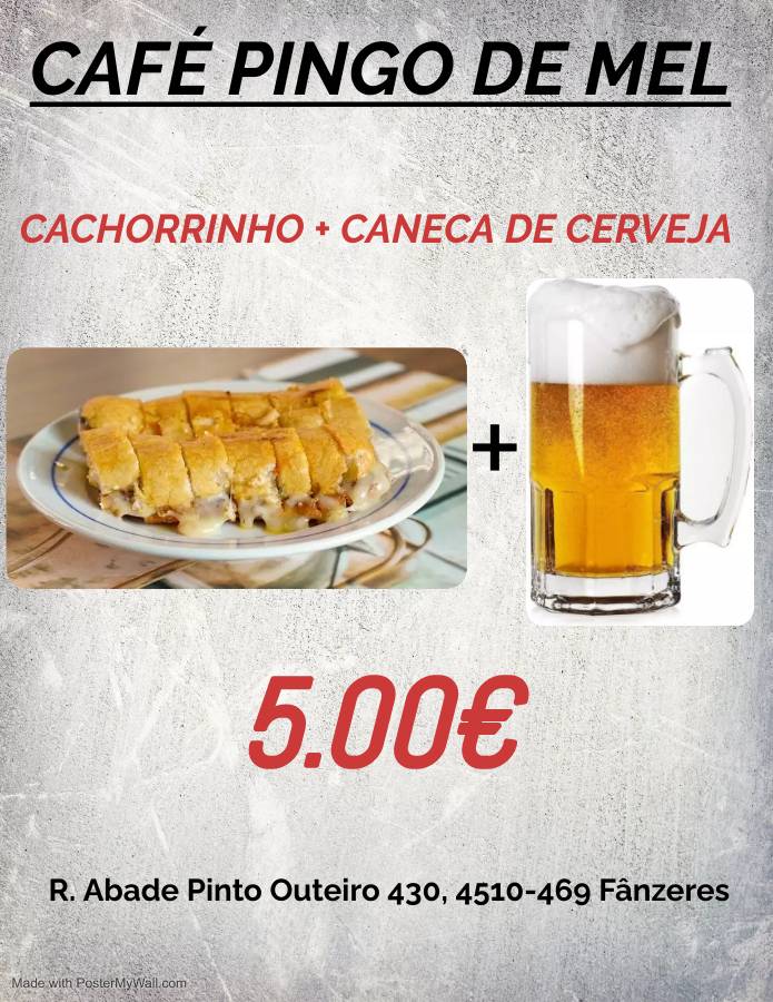 Menu em Pingo de Mel restaurante, Fânzeres