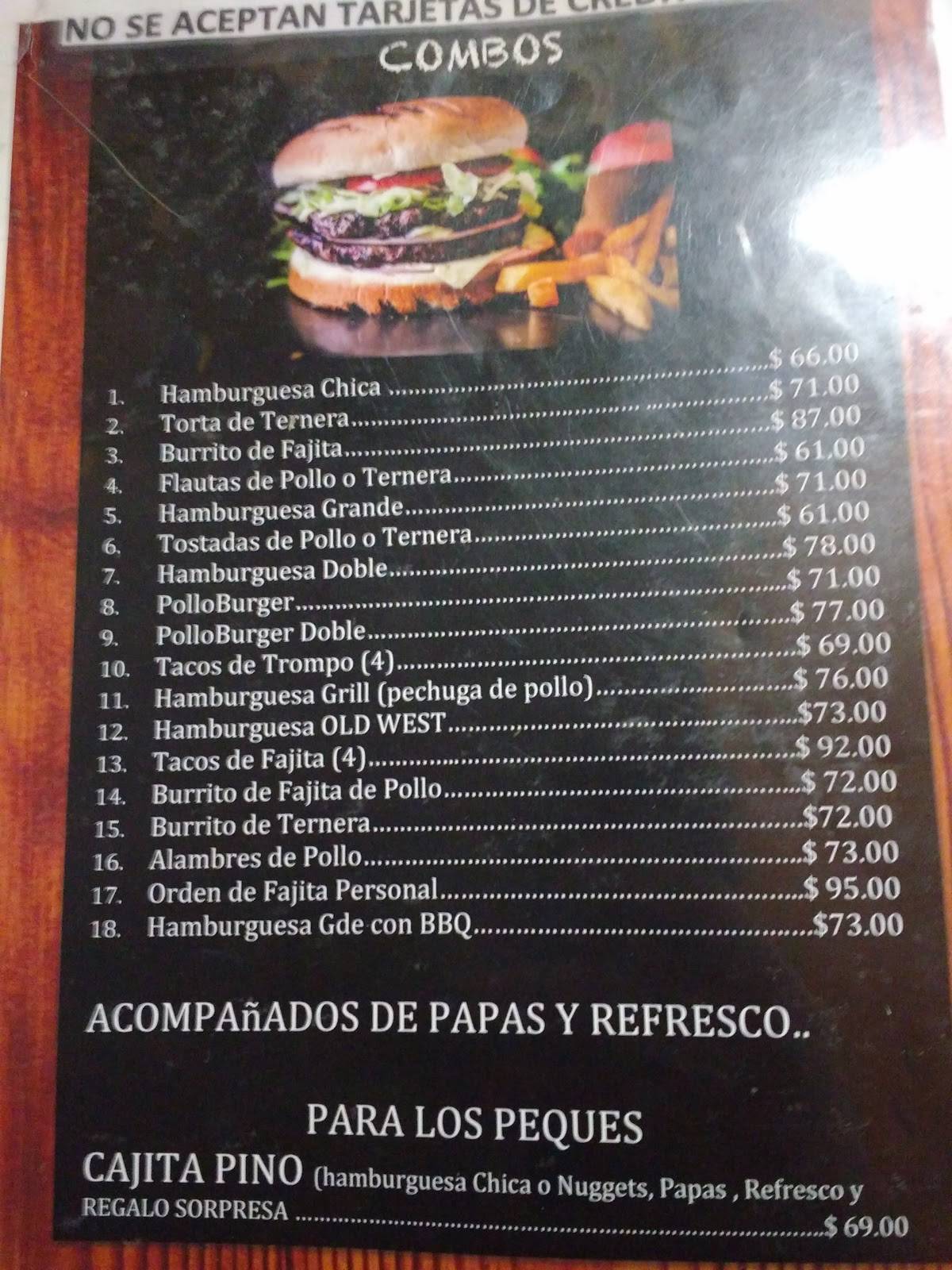 Carta del restaurante Pino Burger, Nuevo Laredo, C. Veracruz 2852