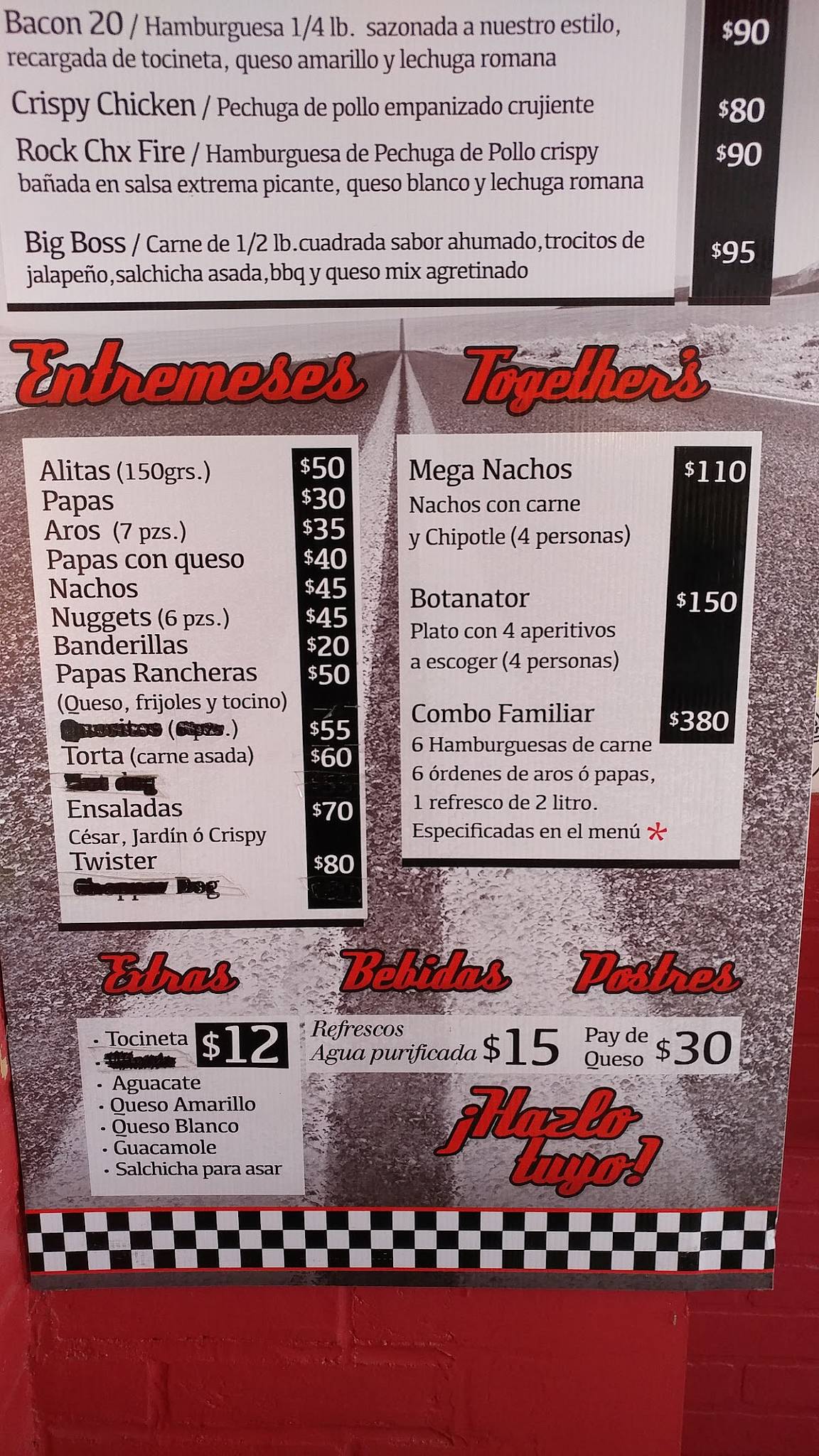 Carta del restaurante Piqué Chiles y Hamburguesas, Ciudad Juarez, Calle ...