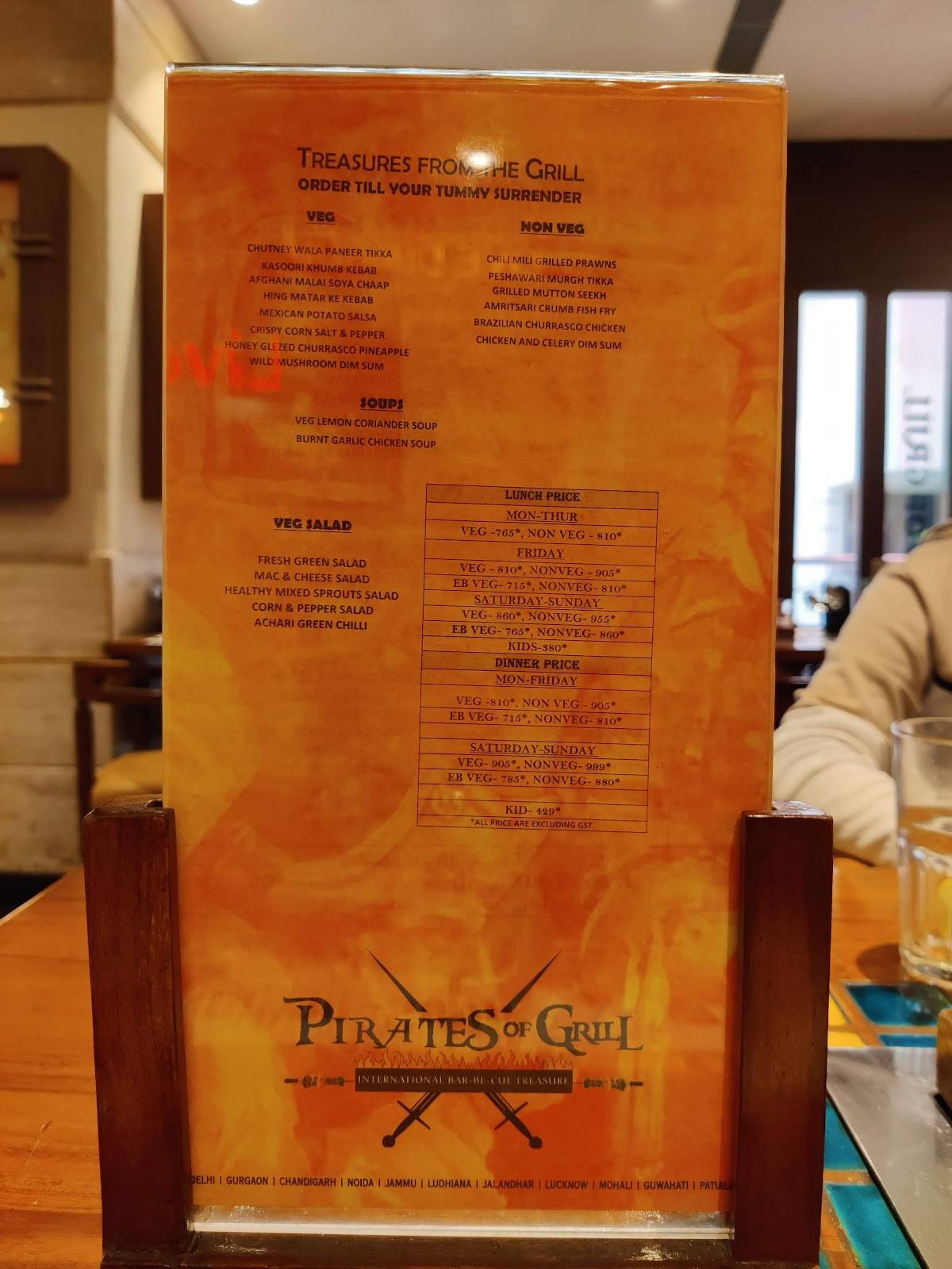 Menu at Pirates of Grill, Guwahati