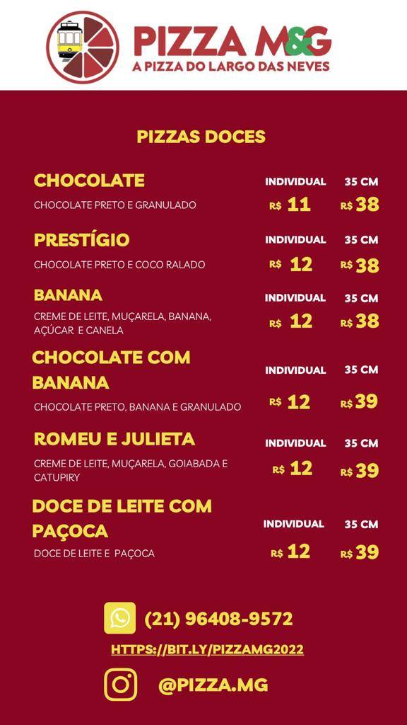 Menu em Pizza M&G restaurante, Rio de Janeiro