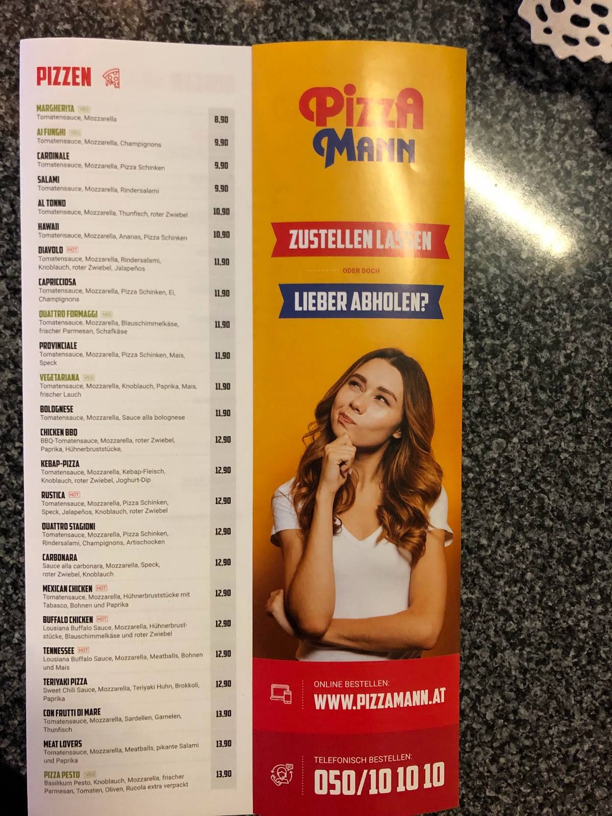 Speisekarte von Pizza Mann Urfahr, Linz, Freistädter Str. 313/315