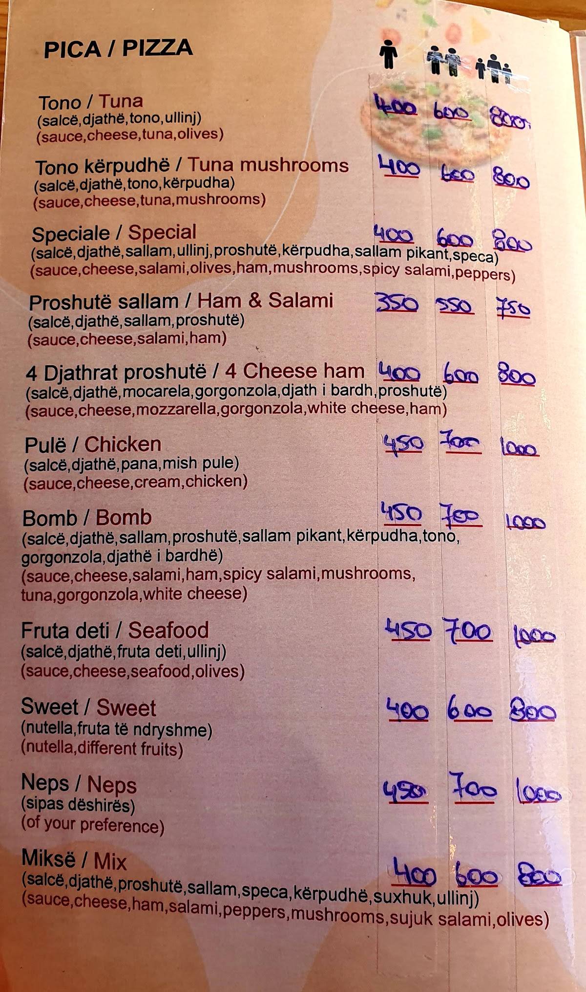 Speisekarte von Pizza Nepsi - Sarandë (Halal), Saranda