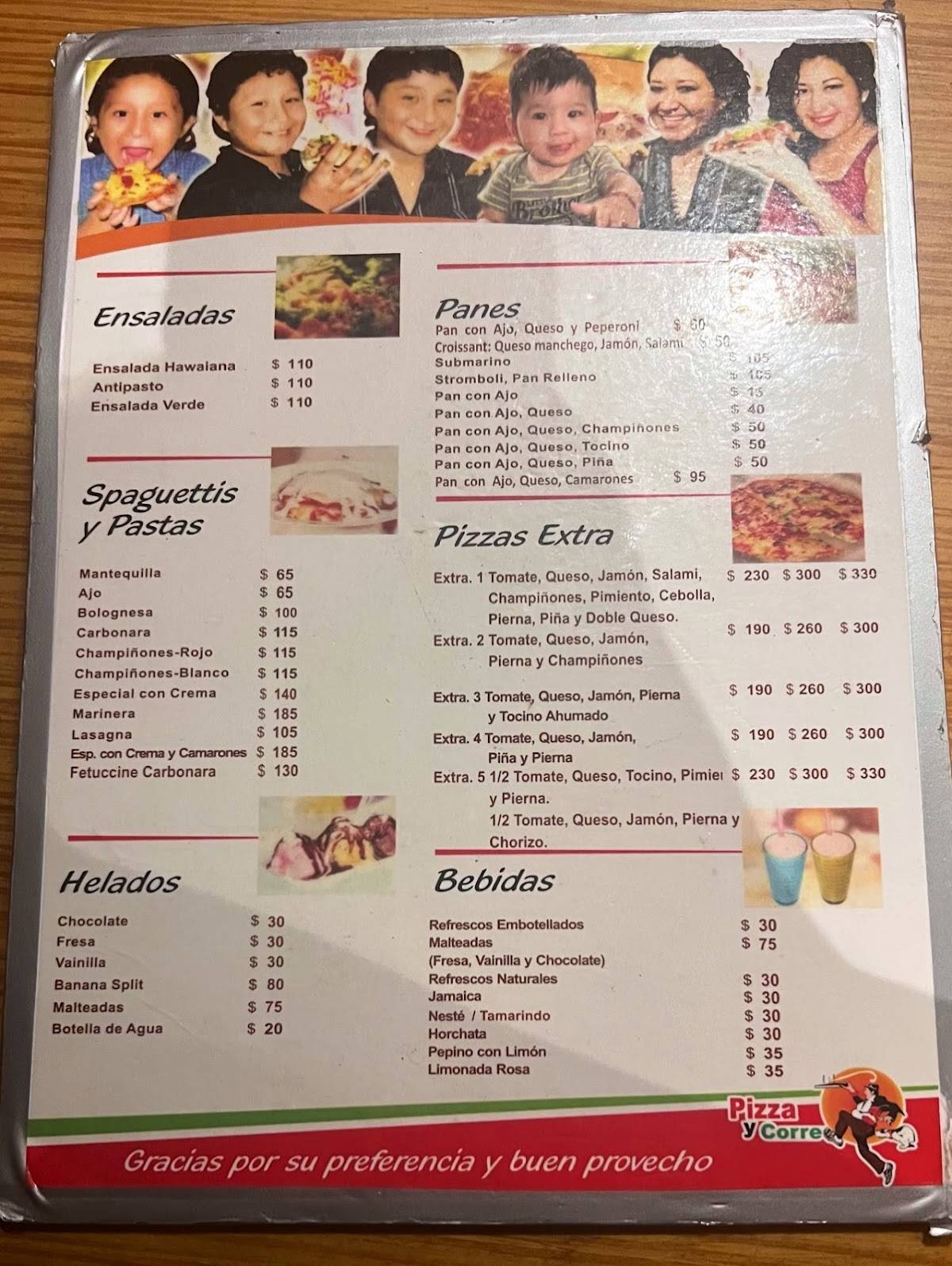 Carta del restaurante Pizza Y Corre Campestre, Merida