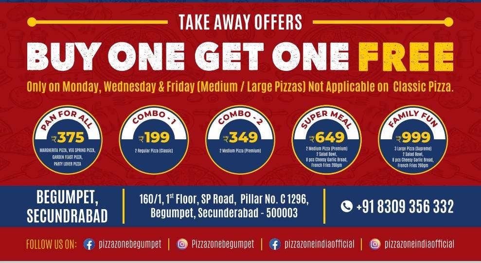 Menu at Pizza Zone Begumpet, Secunderabad, 160/1