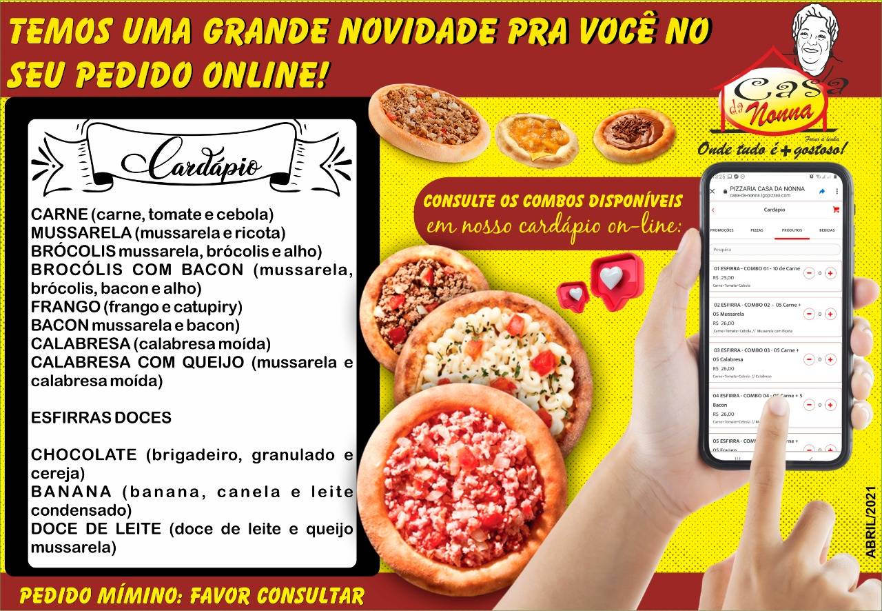 Menu em Pizzaria Casa da Nonna, Cruzeiro, Rua São Judas Tadeu 333
