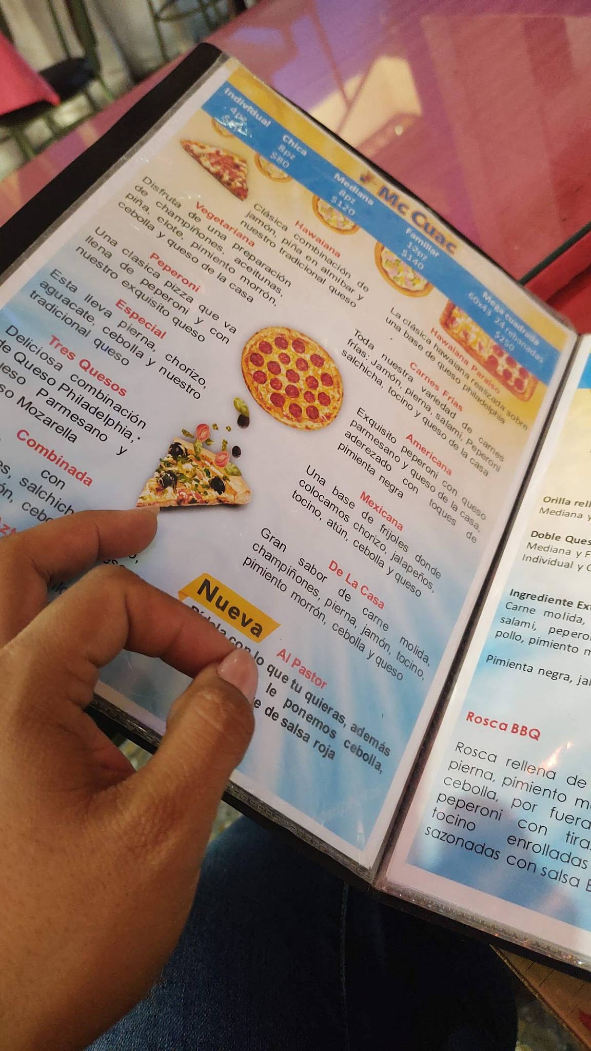Carta del restaurante Pizzas Mc' Cuac, Tlalnepantla