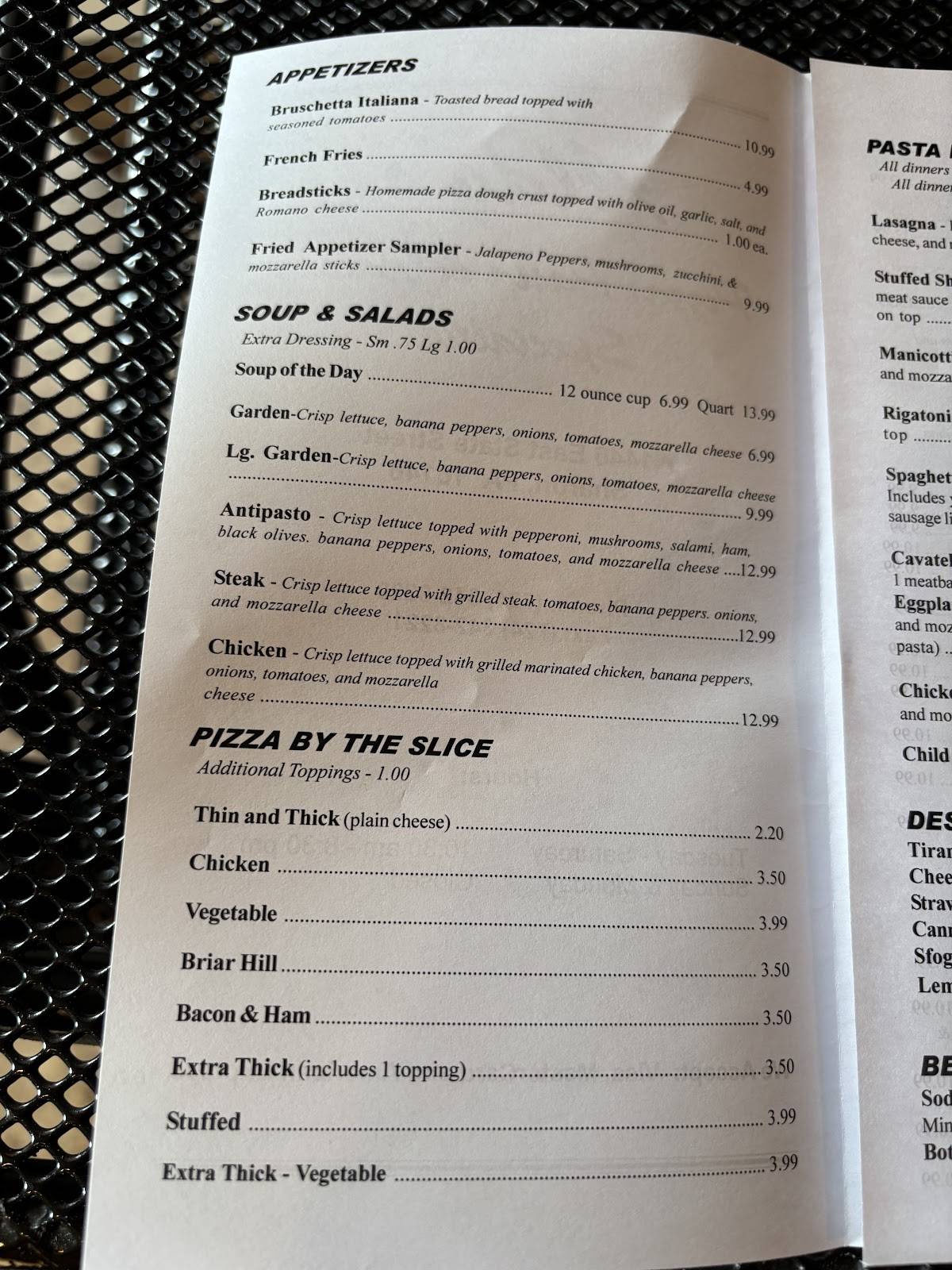 Menu at Aldo's Pizza & Pasta pizzeria, Sharon