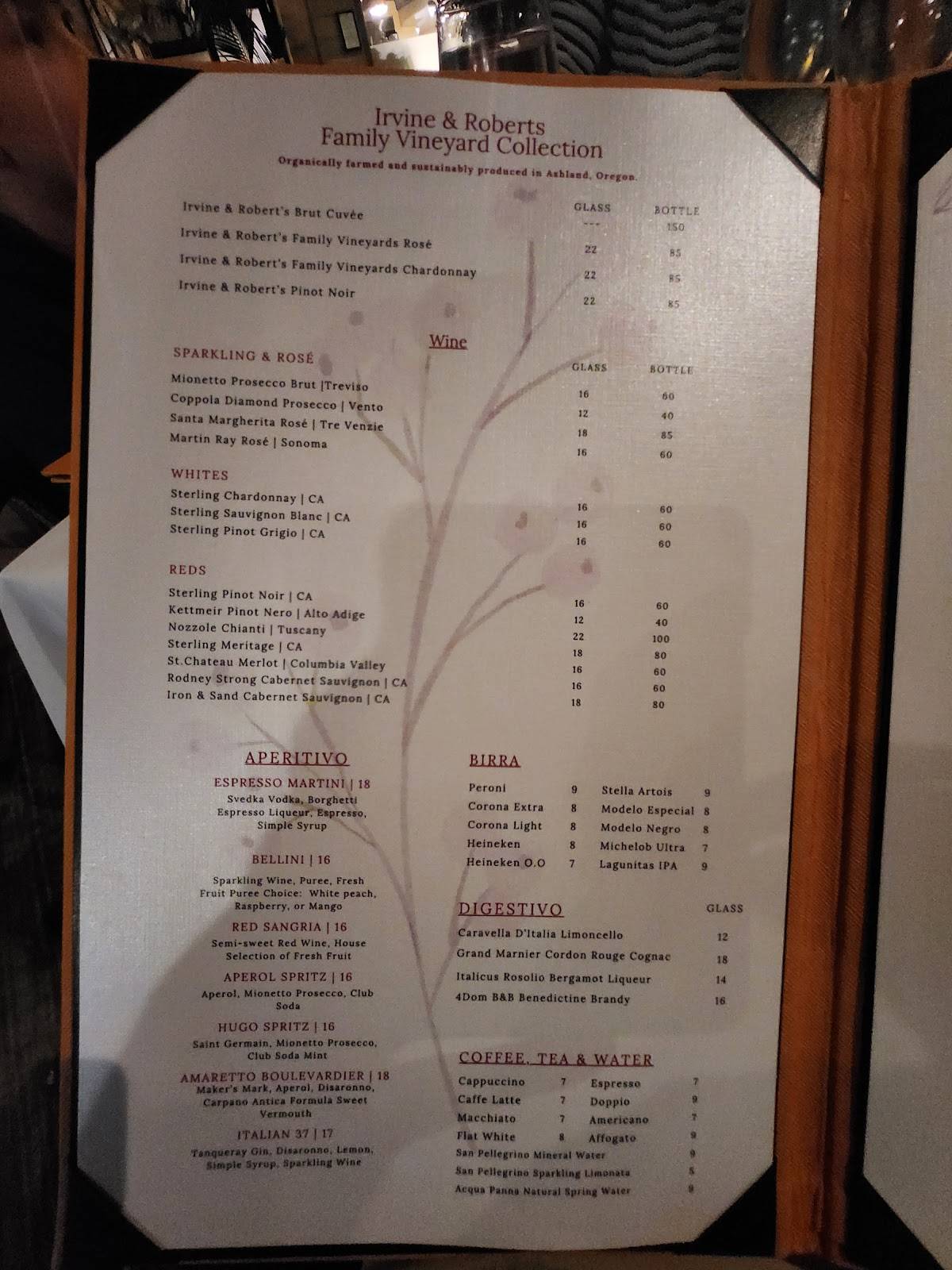 Menu at Bella Trattoria Italian Bistro pizzeria, Riverside, Mission Inn ...