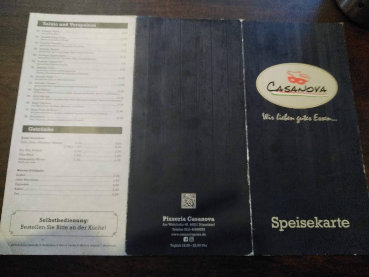 Speisekarte von Pizzeria Casanova, Düsseldorf, Am Wehrhahn 45