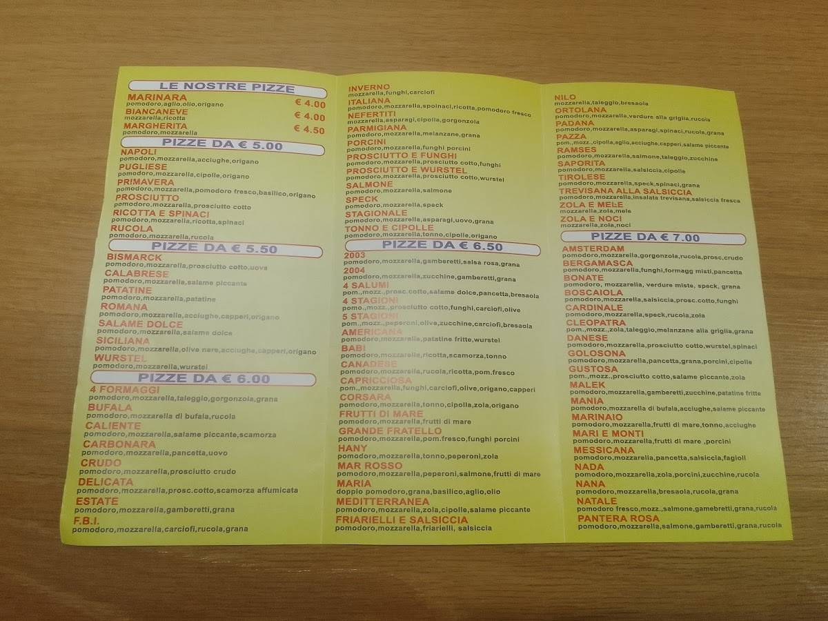 Menu da Cleopatra pizzeria, Bonate Sopra