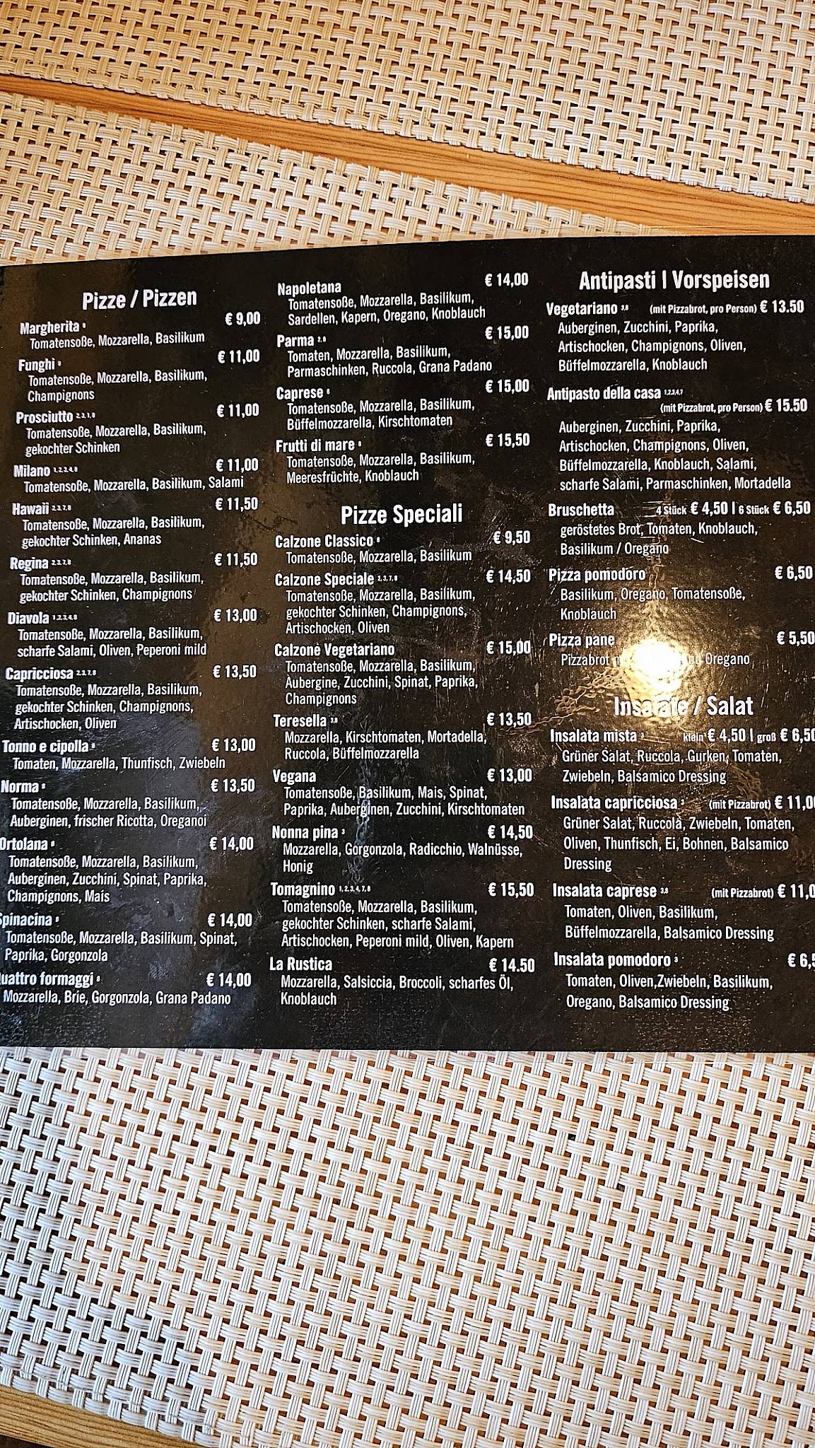 Speisekarte von Pizzeria Da Luca, Chieming