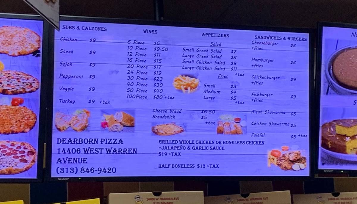 Menu at Dearborn Pizza (Dearborn) pizzeria, Dearborn, W Warren Ave
