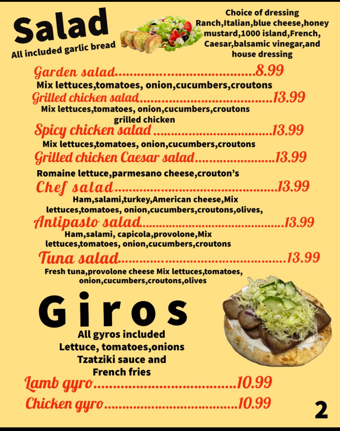 Carta de Pizzeria Dei Sapori, West Grove, 300 E Baltimore Pike