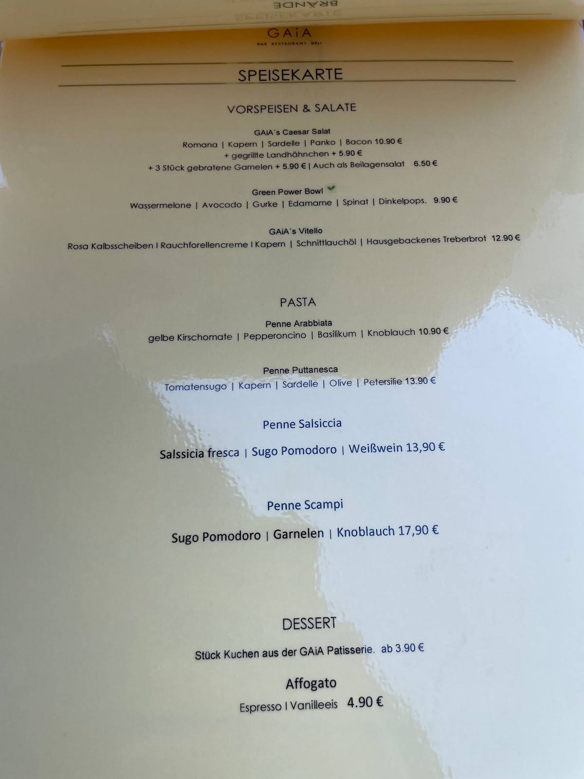 Speisekarte von Gaia Restaurant, München, Hans-Preißinger-Straße 4