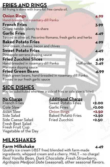 Menu at Joe's Farm Grill pizzeria, Gilbert