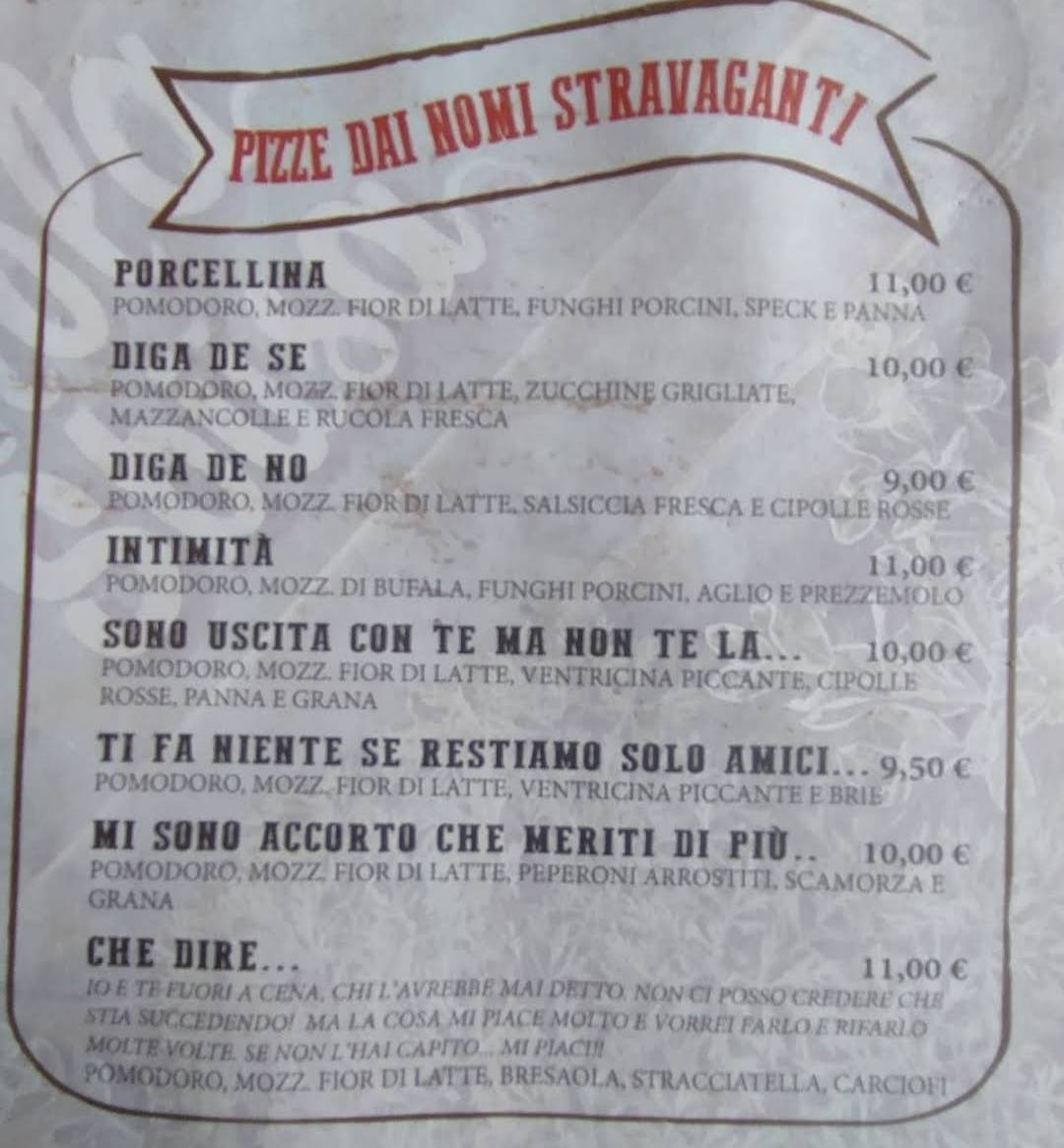 Menu da La Cariola Sbusa pizzeria, Portese
