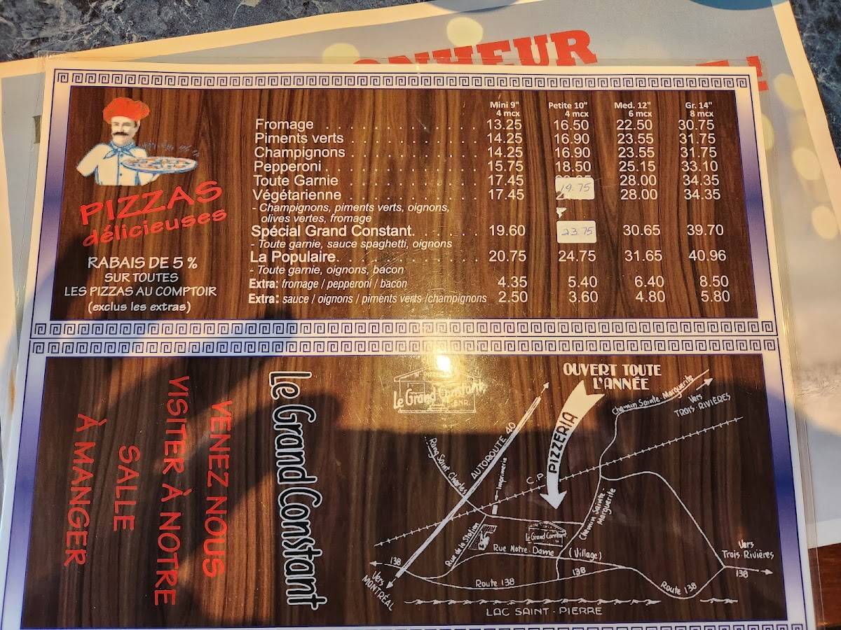 Menu au Pizzeria Le Grand Constant, Trois-Rivières, Rang Saint-Charles