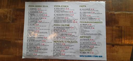 Menu at Pizzeria Matteo, Pila
