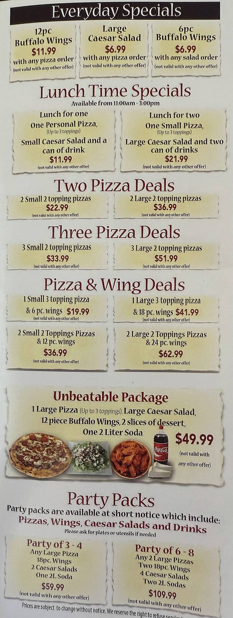 Menu at Megatoppers Pizza Joint pizzeria, Bullhead City