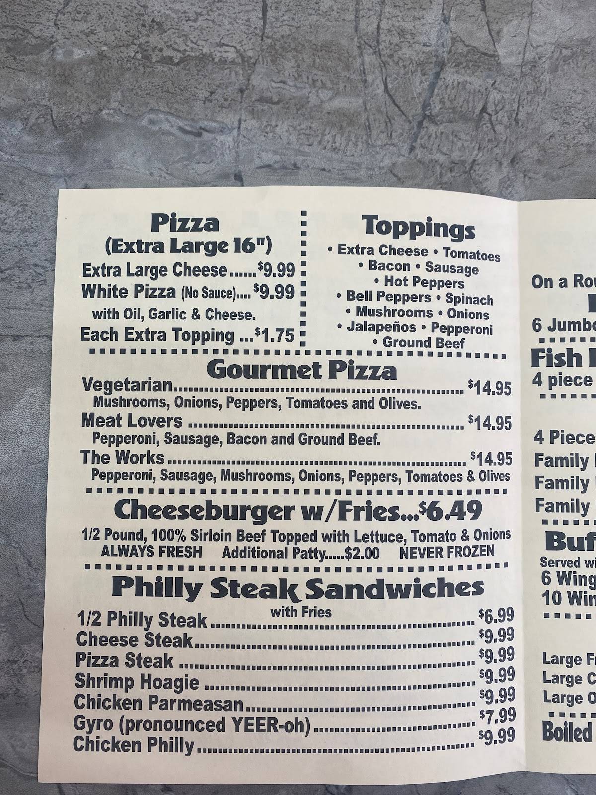 Menu at Fish N Chicken pizzeria, Alexandria