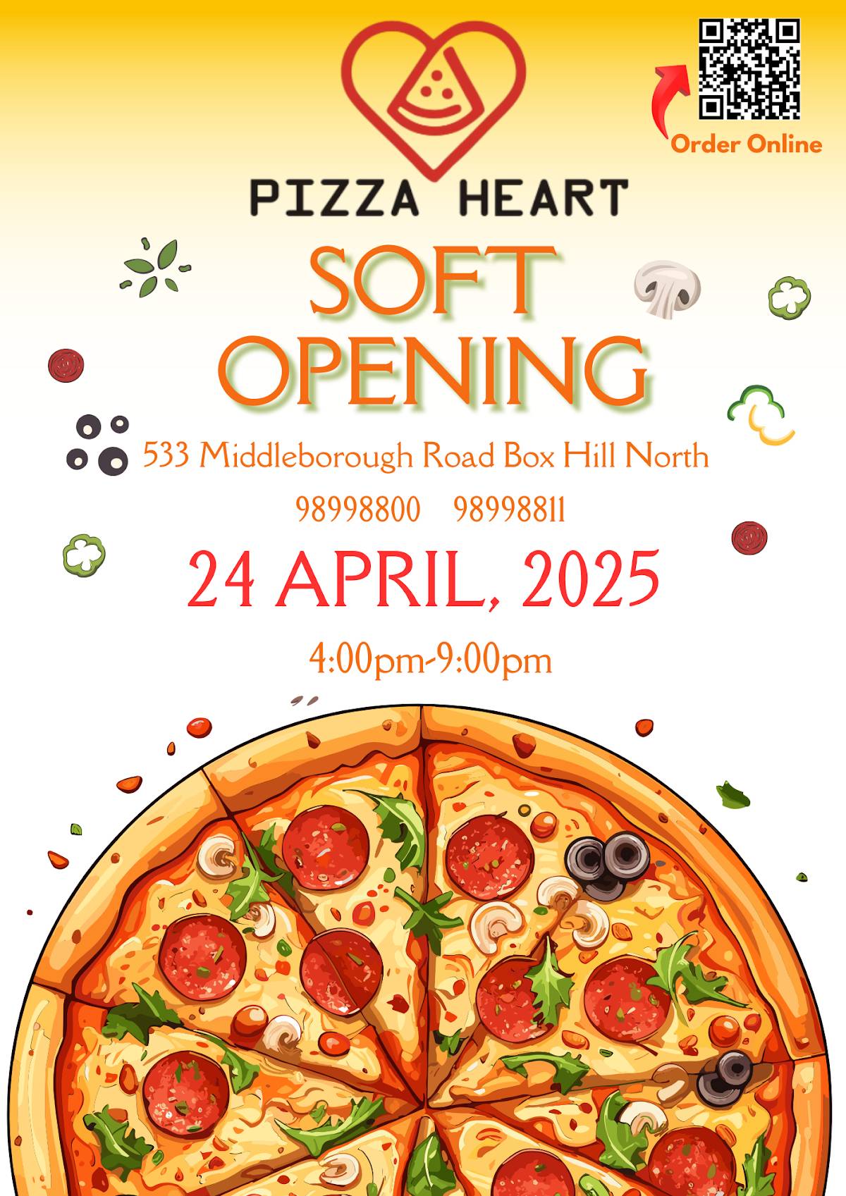 Menu at Pizza Heart pizzeria, Box Hill North, 533 Middleborough Rd