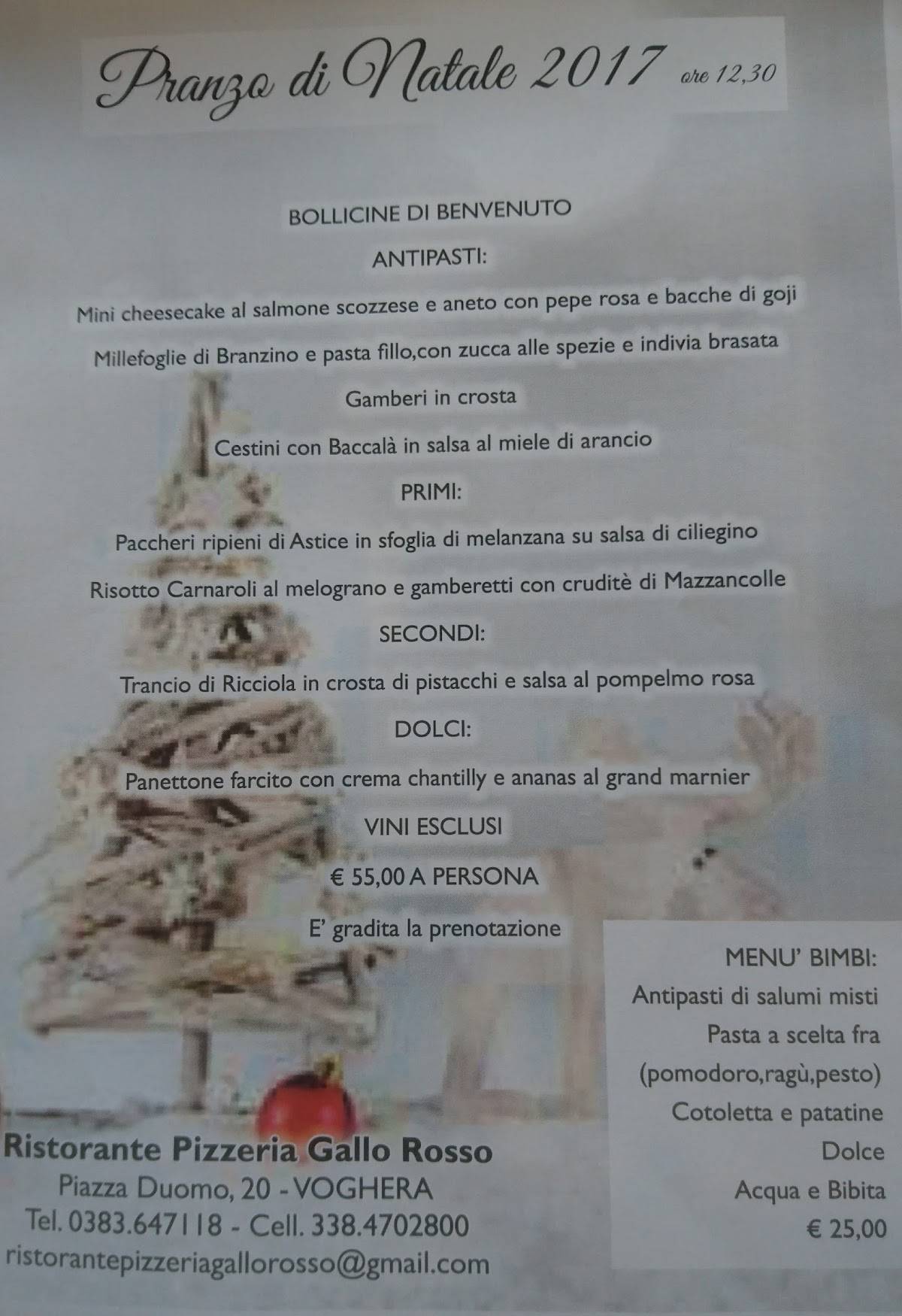 Speisekarte von Pizzeria Gallo Rosso, Voghera