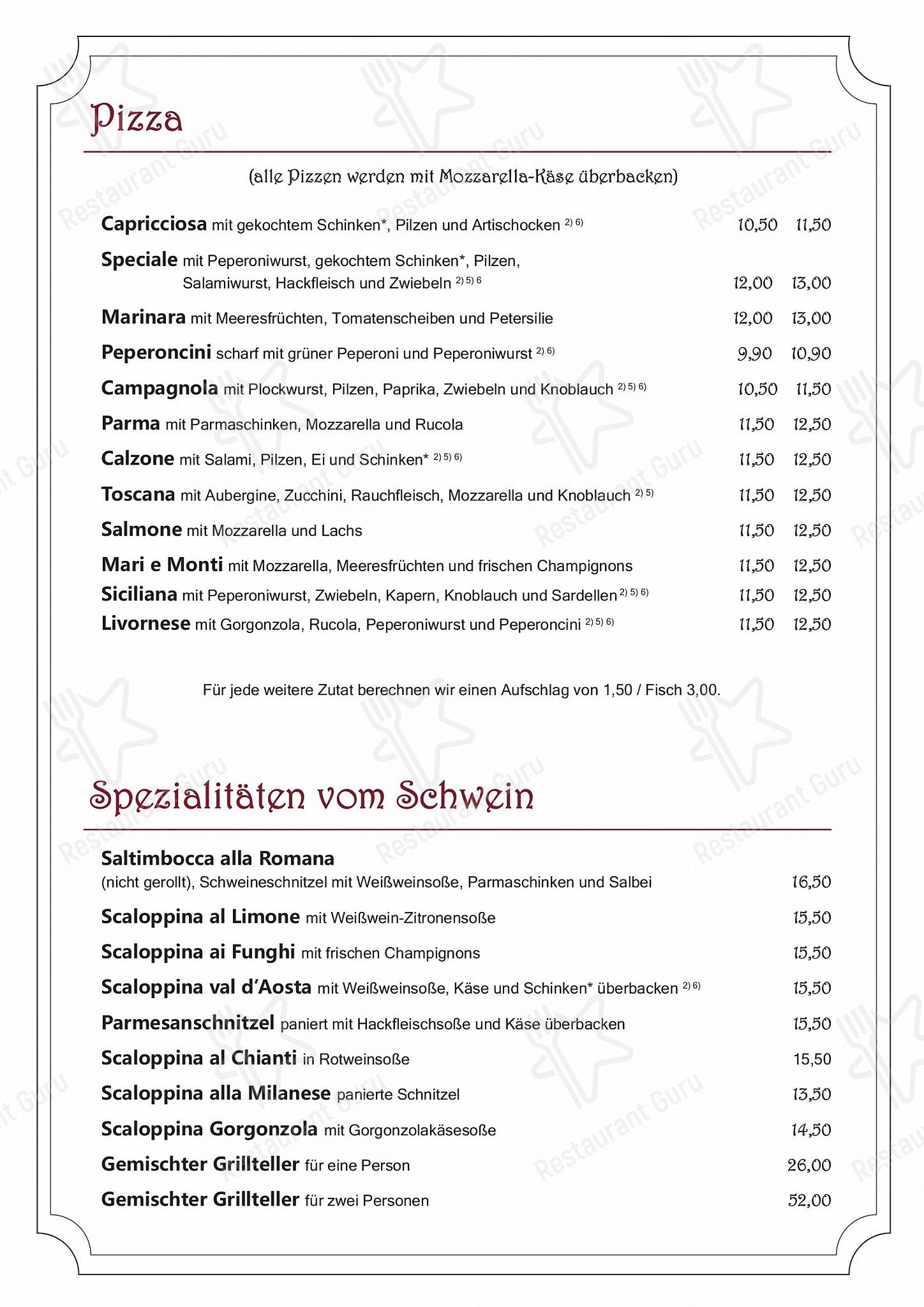 Speisekarte von Ristorante Pizzeria Ponticello, Trier