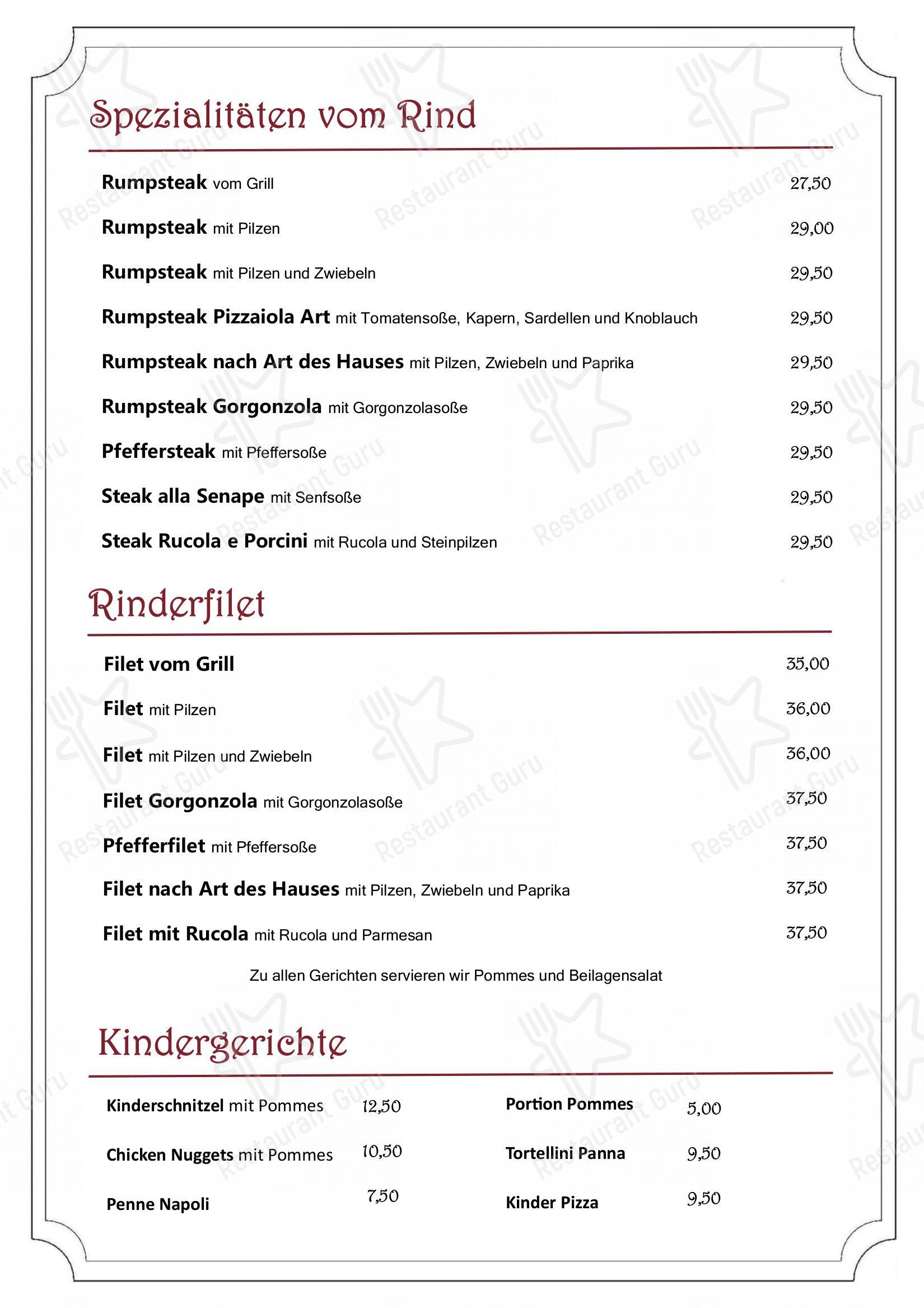 Speisekarte von Ristorante Pizzeria Ponticello, Trier