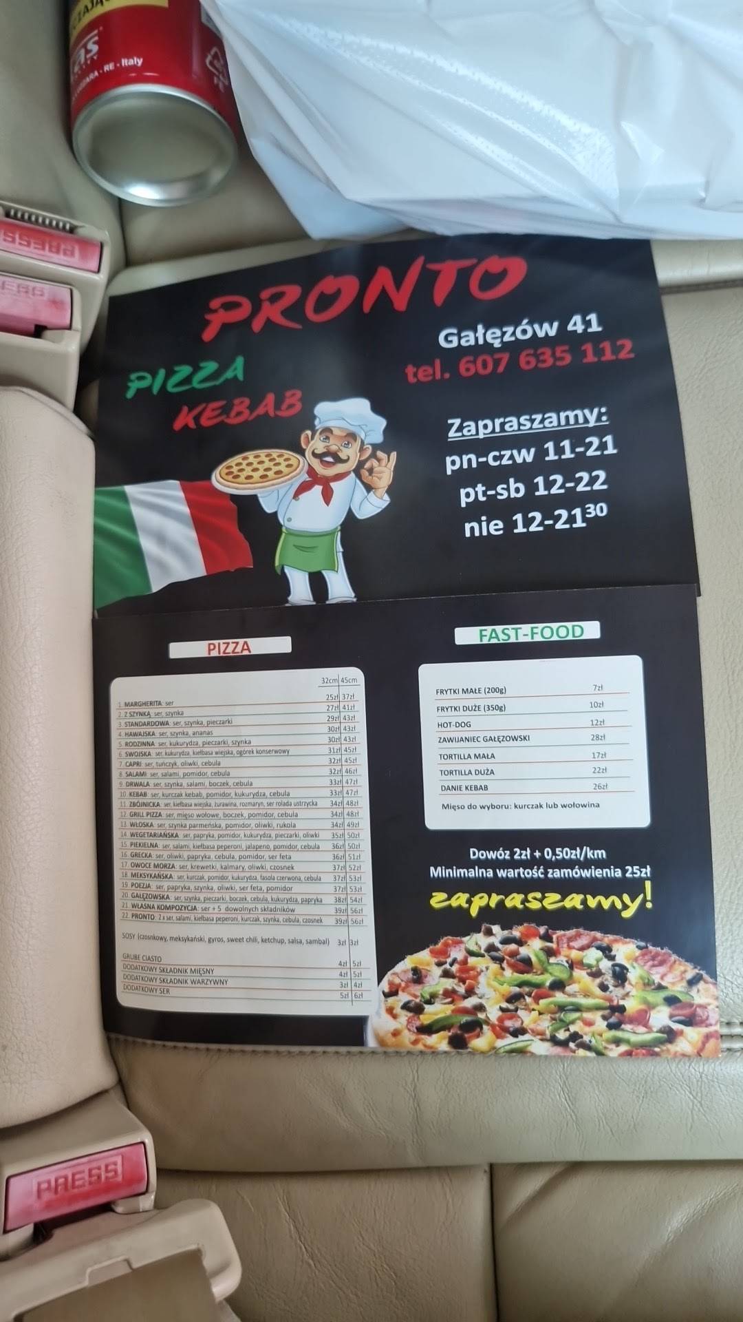 Menu at Pizzeria Pronto Gałęzów, Bychawa