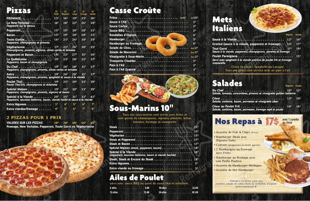 Menu au Québec Pizzeria & Poulet Frit Maniaque, Salaberry-de ...