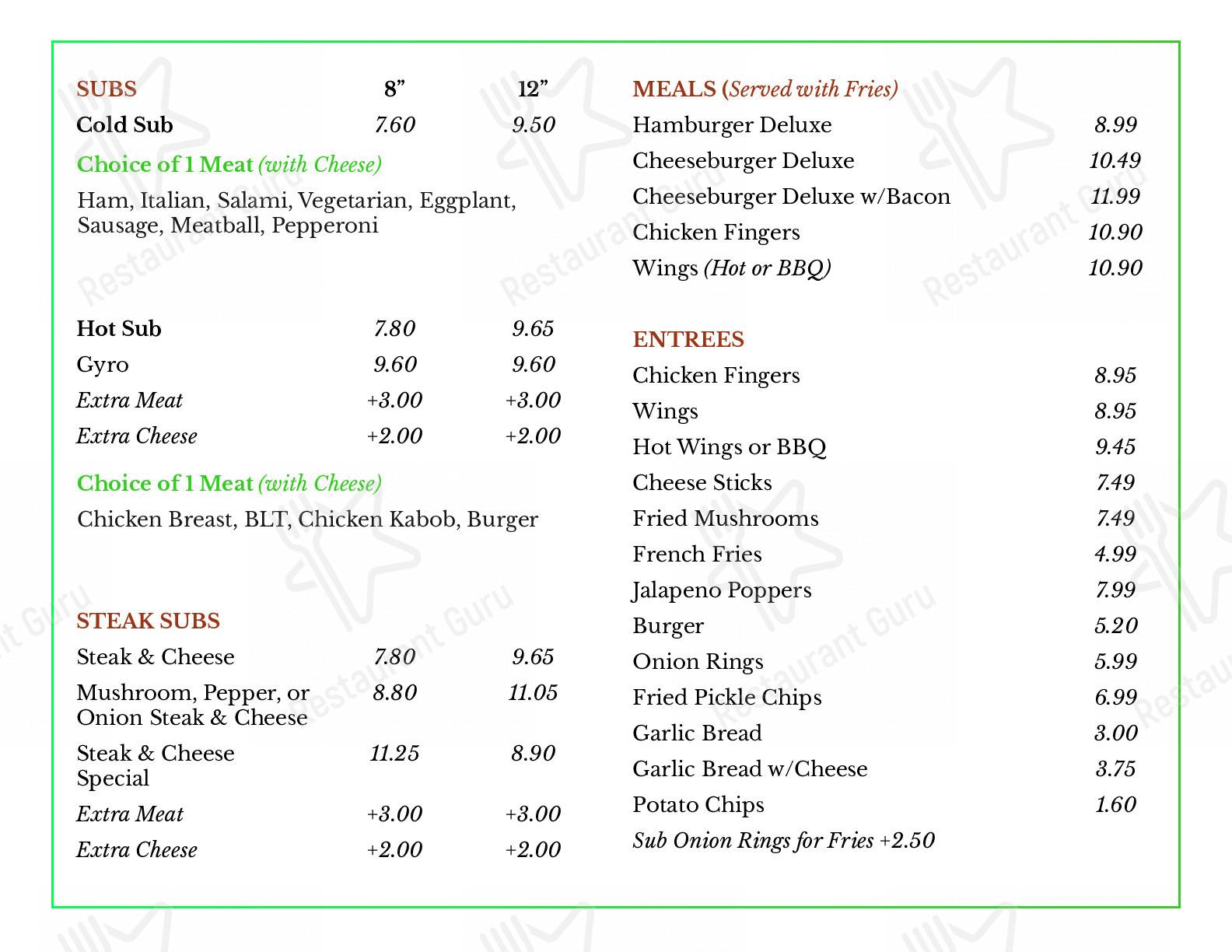 Menu at Springfield Roots Pizzeria, Springfield