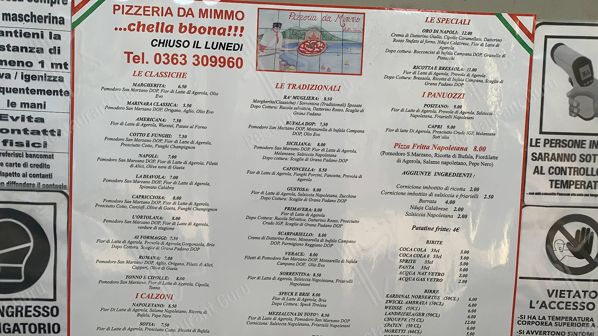 Menu da Pizzeria da Mimmo, Treviglio