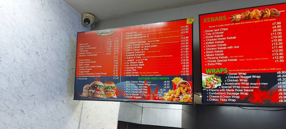 Menu at Pizzeria flame Grill, Workington, 14 Falcon Pl
