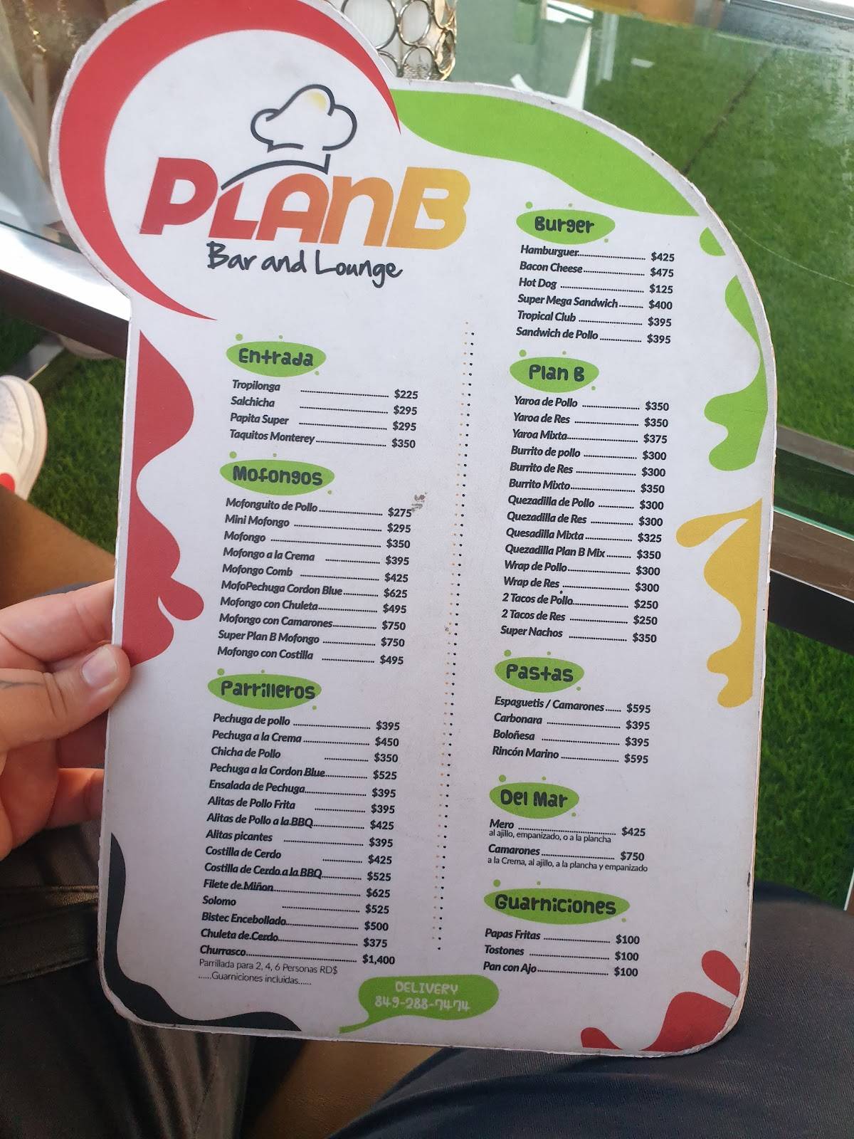 Carta de Plan B Bar and Longe, Azua