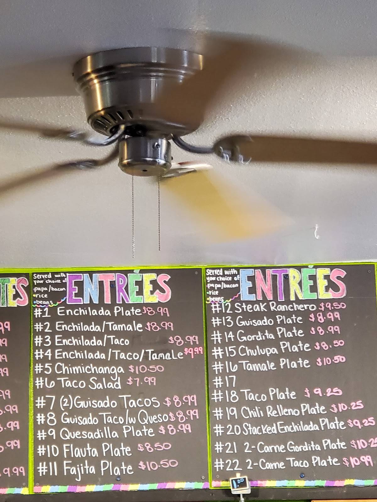 Menu at Plano Tortilla & Tamale Factory restaurant, Plano