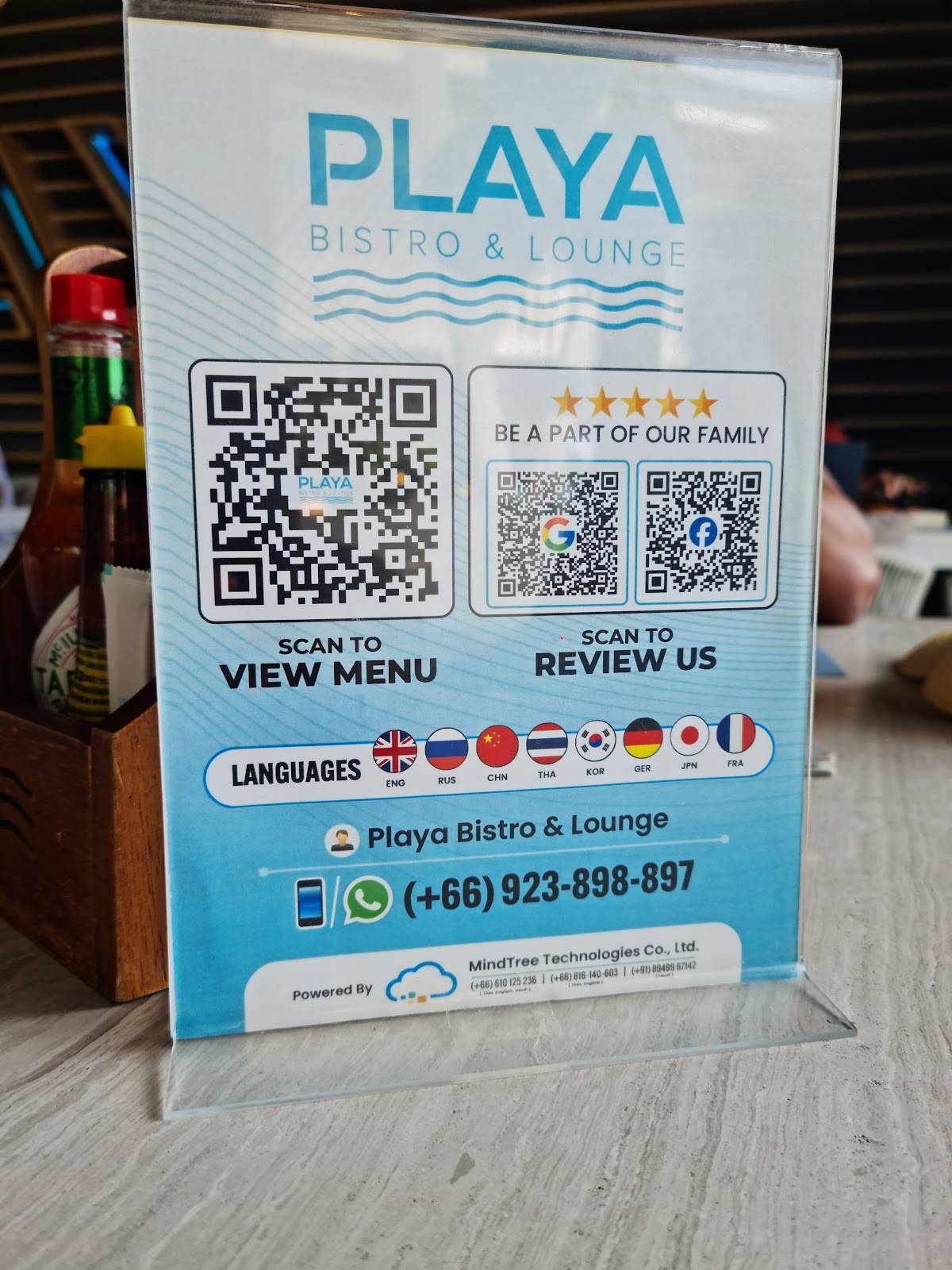 Menu at Playa Bistro & Lounge restaurant, Pattaya City