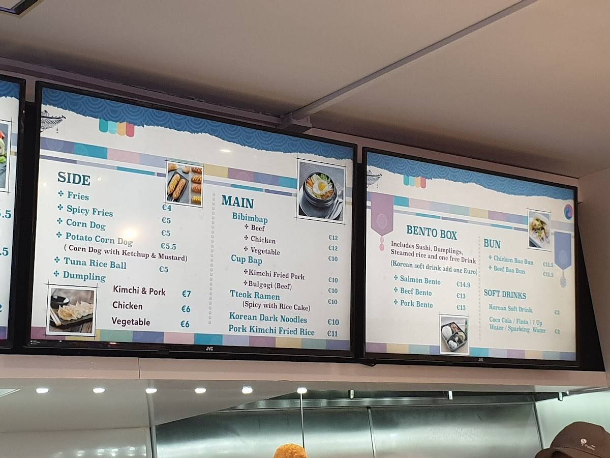 Menu at Pocha Korean Street Food restaurant, Dublin