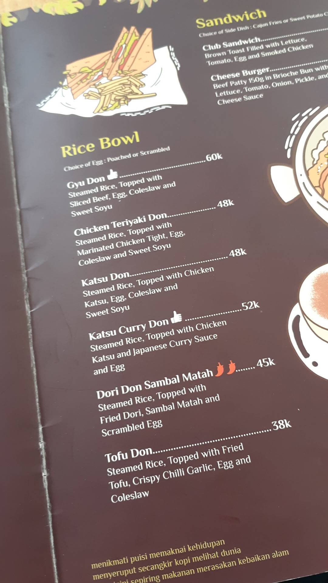 Carta de Poem Cafe and Resto Sumarecon Bandung, Bandung