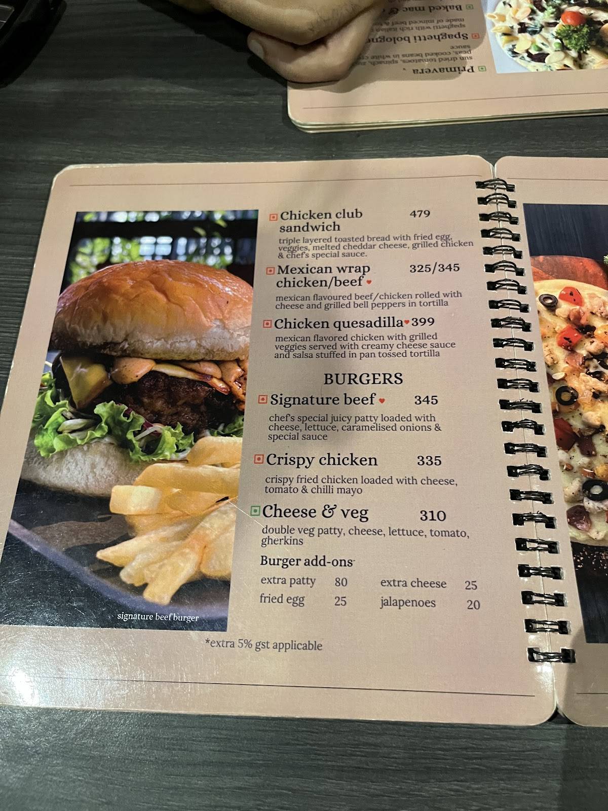 Menu at Poems Cafe, Kochi