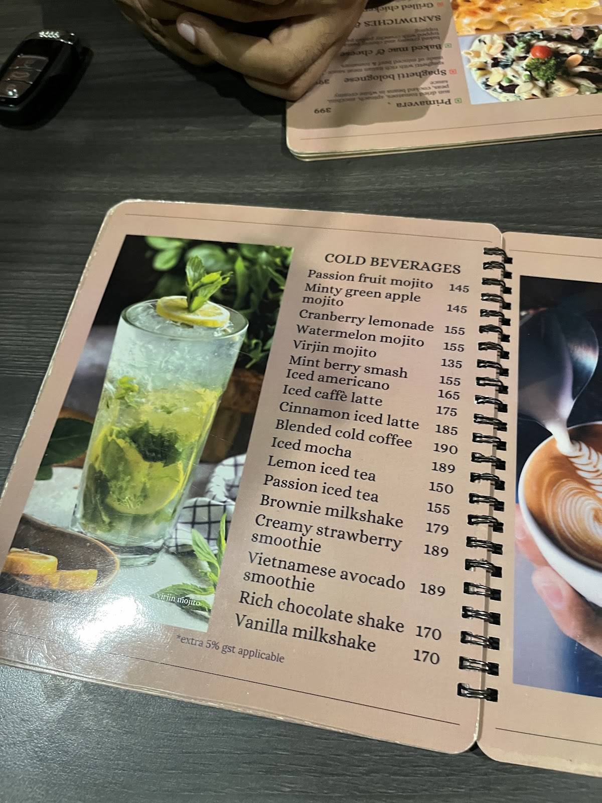 Menu at Poems Cafe, Kochi