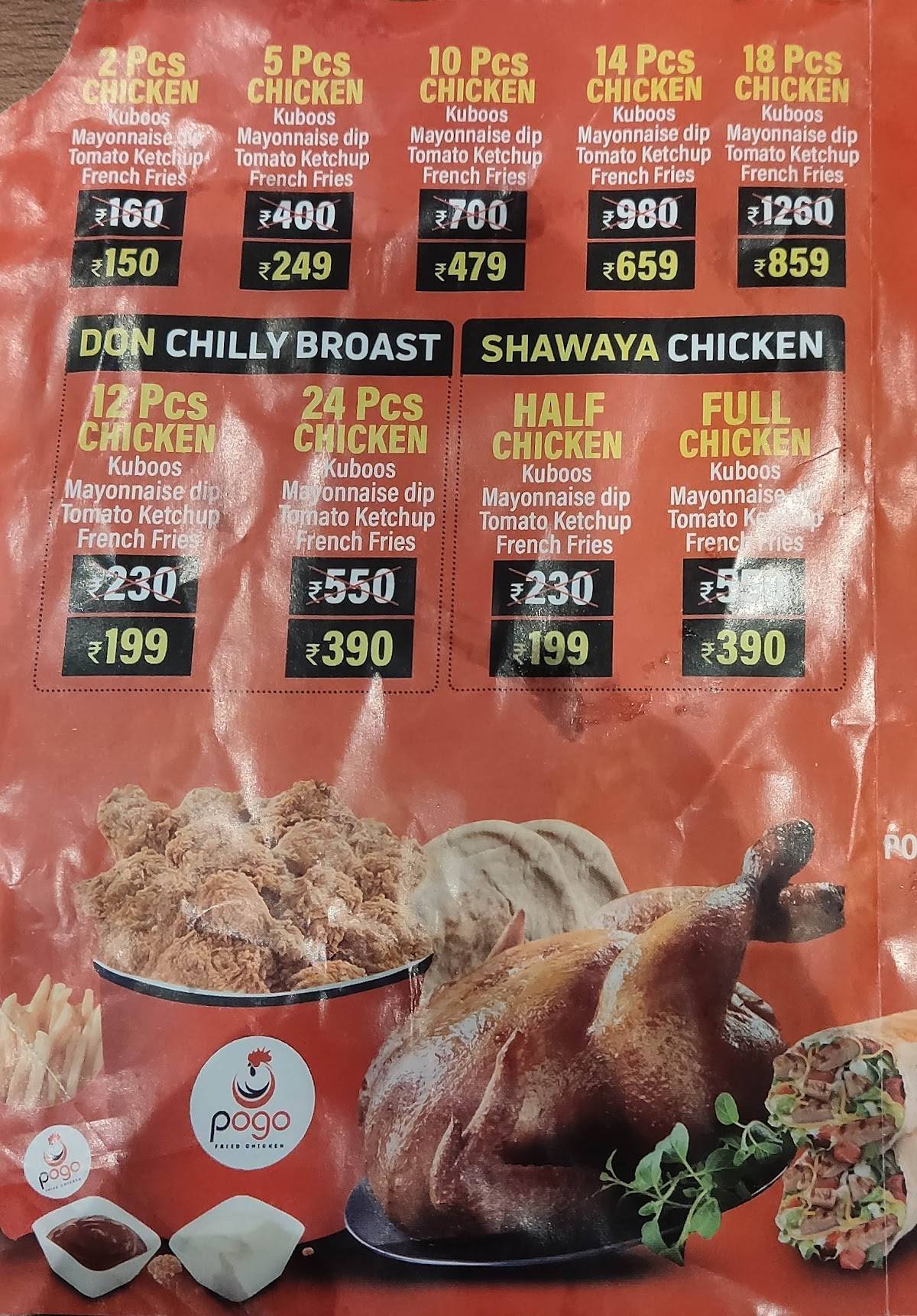 Menu at Pogo Broasted Chicken Mukkam, Mukkam